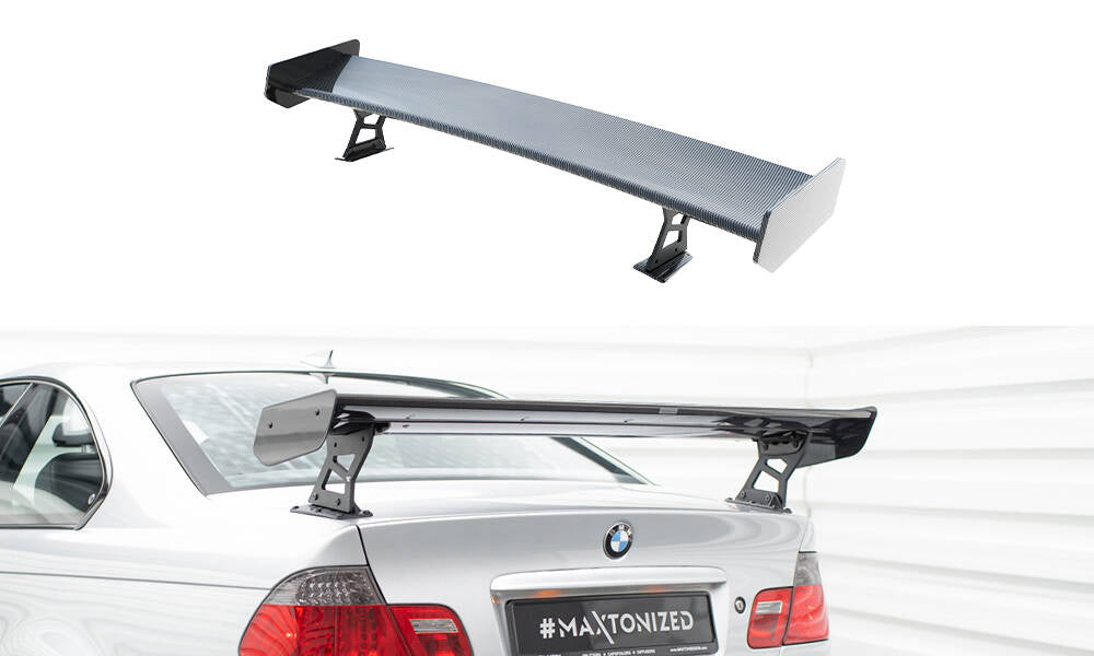 Maxton Design - Carbon Fiber Rear Wing with External Brackets Uprights BMW Series 3 Coupe E46 ...