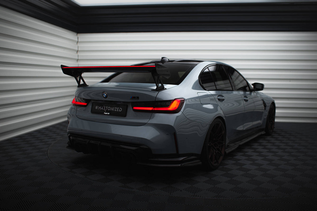 Maxton Design - Carbon Fiber Rear Wing + LED Light (External Brackets Uprights) BMW M3 G80 ...