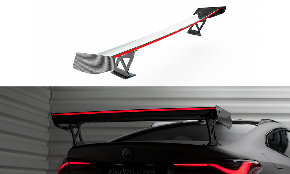 Maxton Design - Carbon Fiber Rear Wing + LED Light (External Brackets Uprights) BMW M4 G82 ...