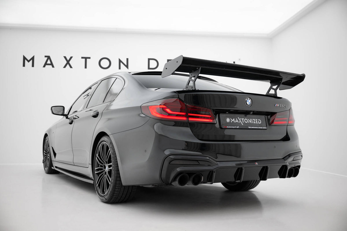 Maxton Design - Carbon Fiber Rear Wing with Internal Brackets Uprights BMW Series 5 / M5 Sedan ...