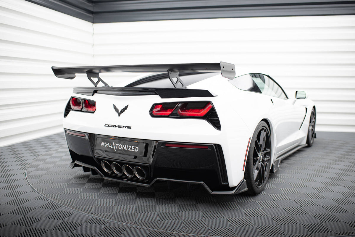 Maxton Design - Carbon Fiber Rear Wing with Internal Brackets Uprights Chevrolet Corvette ...