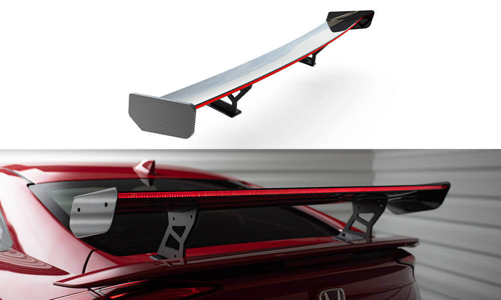 Maxton Design - Carbon Fiber Rear Wing with Internal Brackets Uprights + LED Honda Civic SI MK10 ...