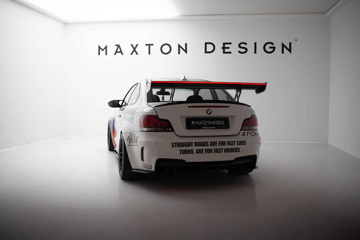 Maxton Design - Carbon Fiber Rear Wing with Internal Brackets Uprights V.1 + LED BMW 1M E82 ...