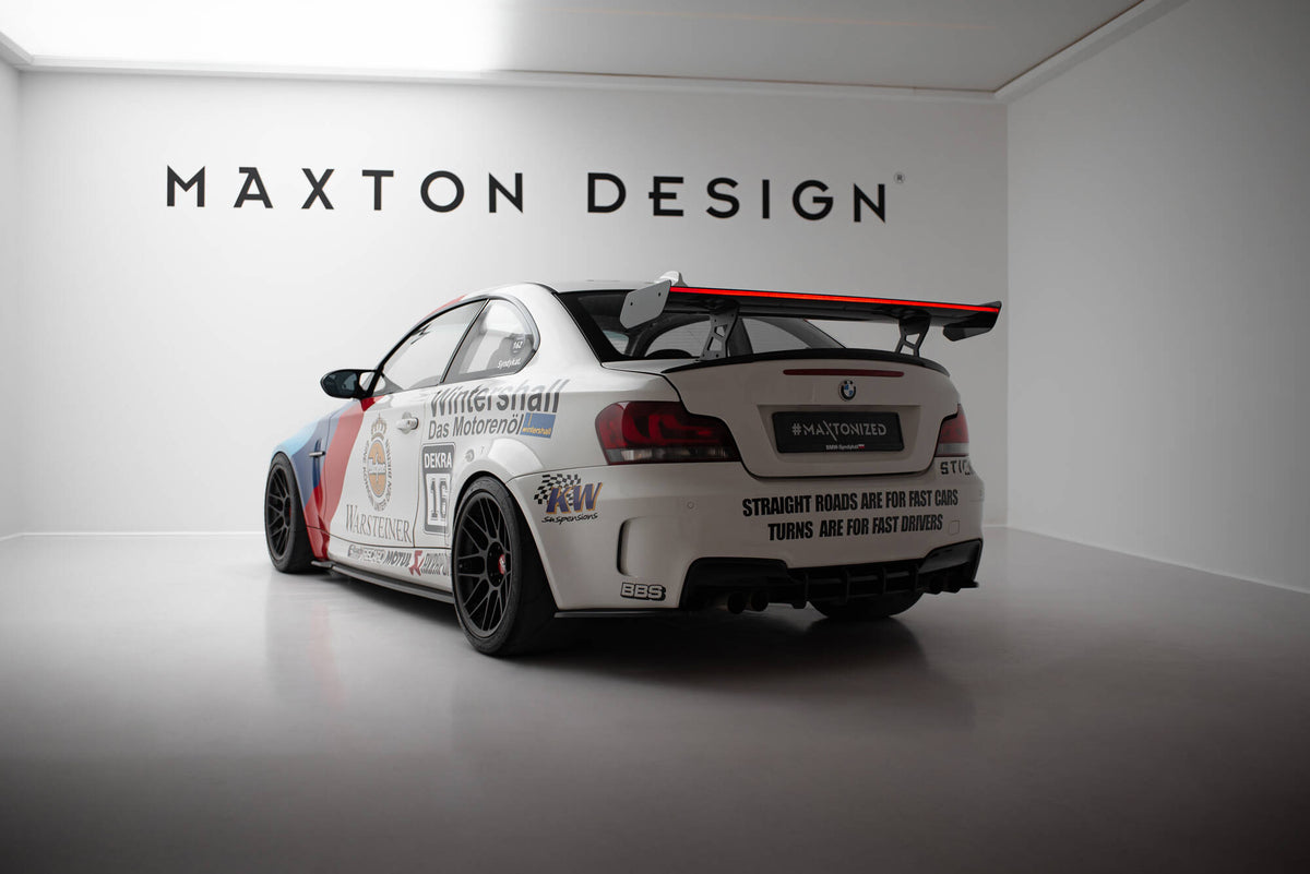 Maxton Design - Carbon Fiber Rear Wing with Internal Brackets Uprights V.2 + LED BMW 1M E82 ...