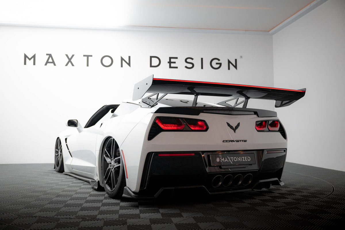 Maxton Design - Carbon Fiber Rear Wing with Upper Swan Mounting + LED Chevrolet Corvette ...
