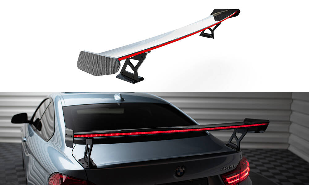 Maxton Design - Carbon Fiber Rear Wing with External Brackets Uprights + LED BMW Series 4 ...