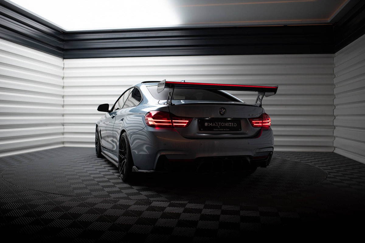 Maxton Design - Carbon Fiber Rear Wing with External Brackets Uprights + LED BMW Series 4 ...