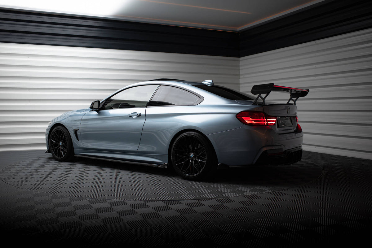 Maxton Design - Carbon Fiber Rear Wing with External Brackets Uprights + LED BMW Series 4 ...