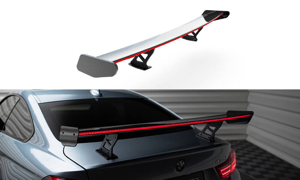 Maxton Design - Carbon Fiber Rear Wing with Internal Brackets Uprights + LED BMW Series 4 ...