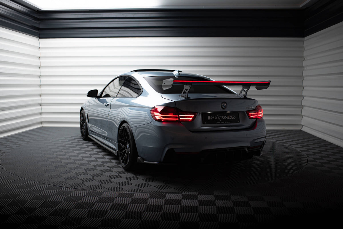 Maxton Design - Carbon Fiber Rear Wing with Internal Brackets Uprights + LED BMW Series 4 ...