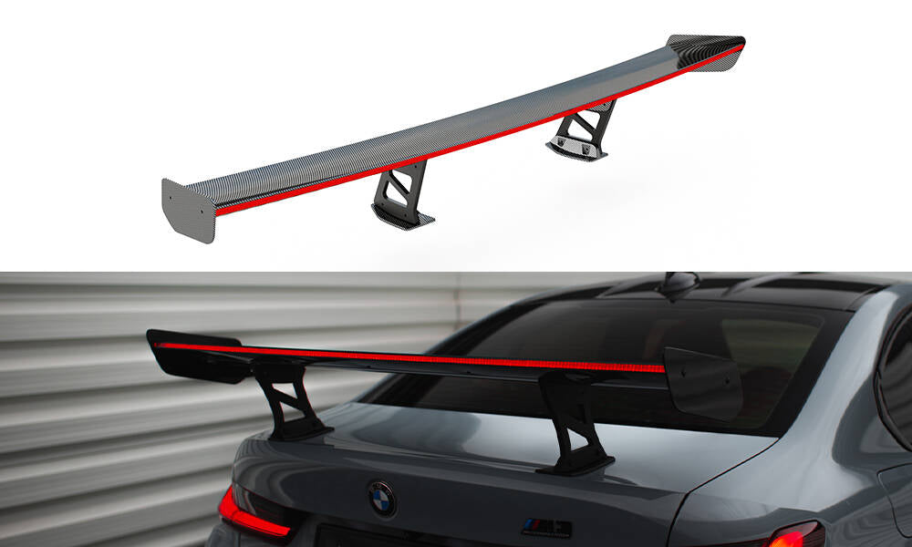 Maxton Design - Carbon Fiber Rear Wing + LED Light (Internal Brackets Uprights) BMW M3 G80 ...
