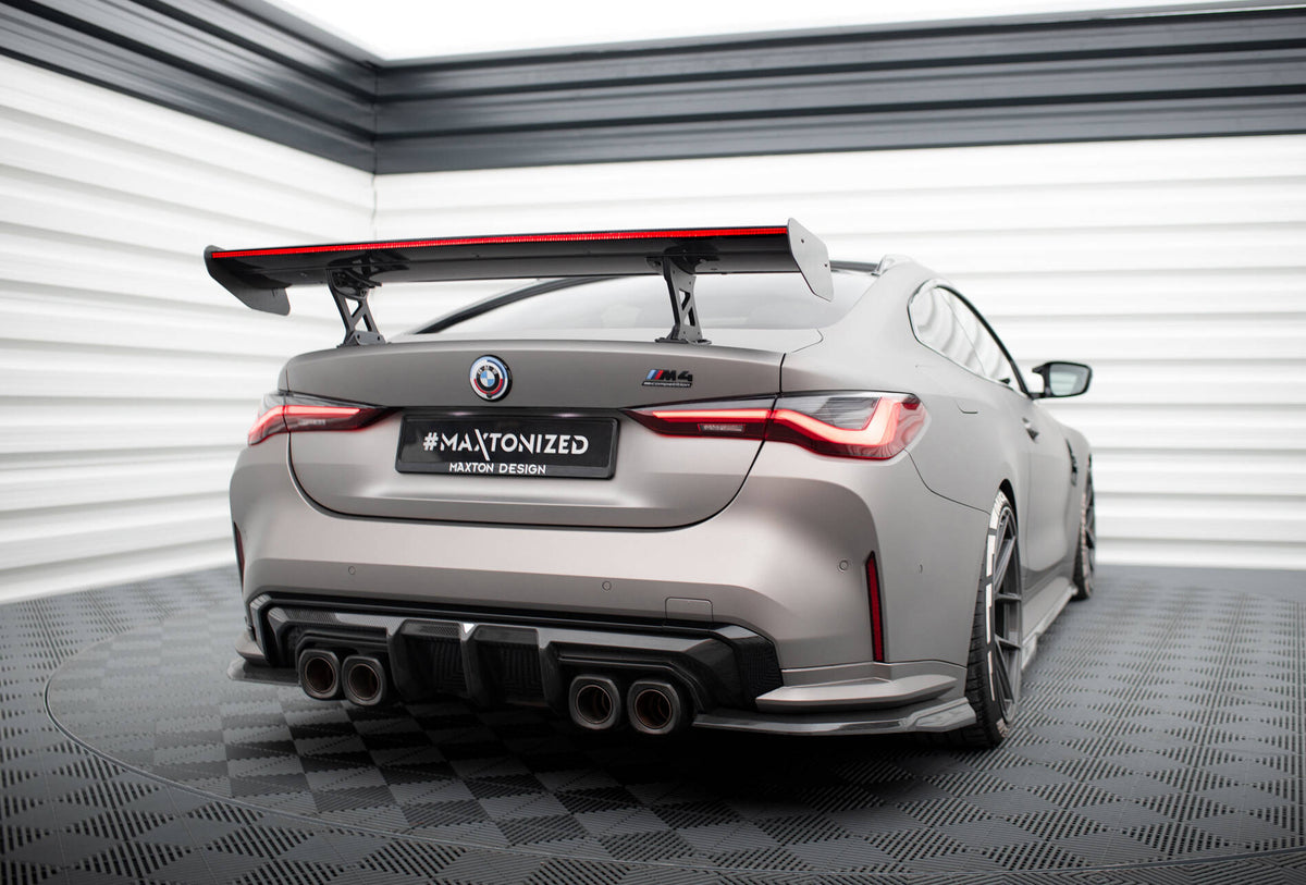 Maxton Design - Carbon Fiber Rear Wing with Internal Brackets Uprights + LED BMW M4 G82 / M440i ...