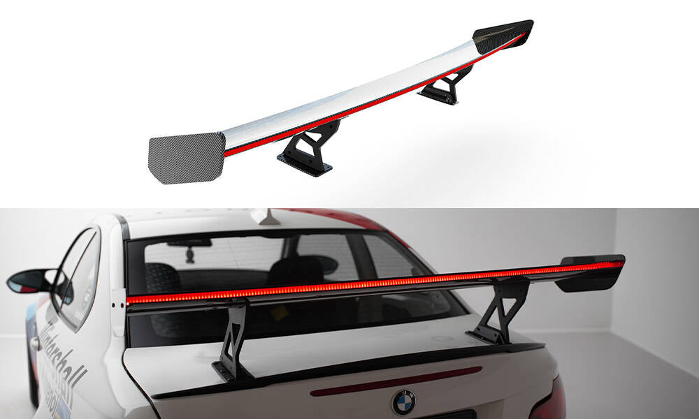 Maxton Design - Carbon Fiber Rear Wing with Internal Brackets Uprights V.1 + LED BMW 1M E82 ...