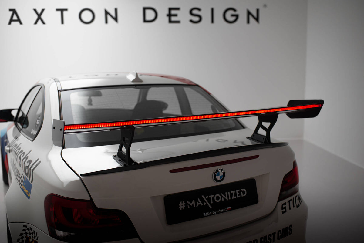 Maxton Design - Carbon Fiber Rear Wing with Internal Brackets Uprights V.2 + LED BMW 1M E82 ...