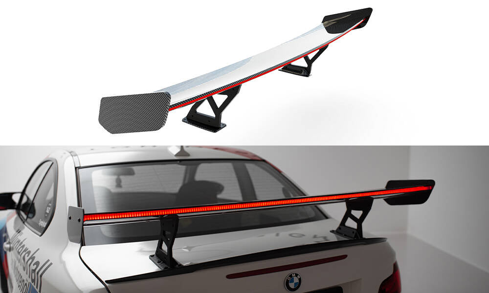 Maxton Design - Carbon Fiber Rear Wing with Internal Brackets Uprights V.2 + LED BMW 1M E82 ...