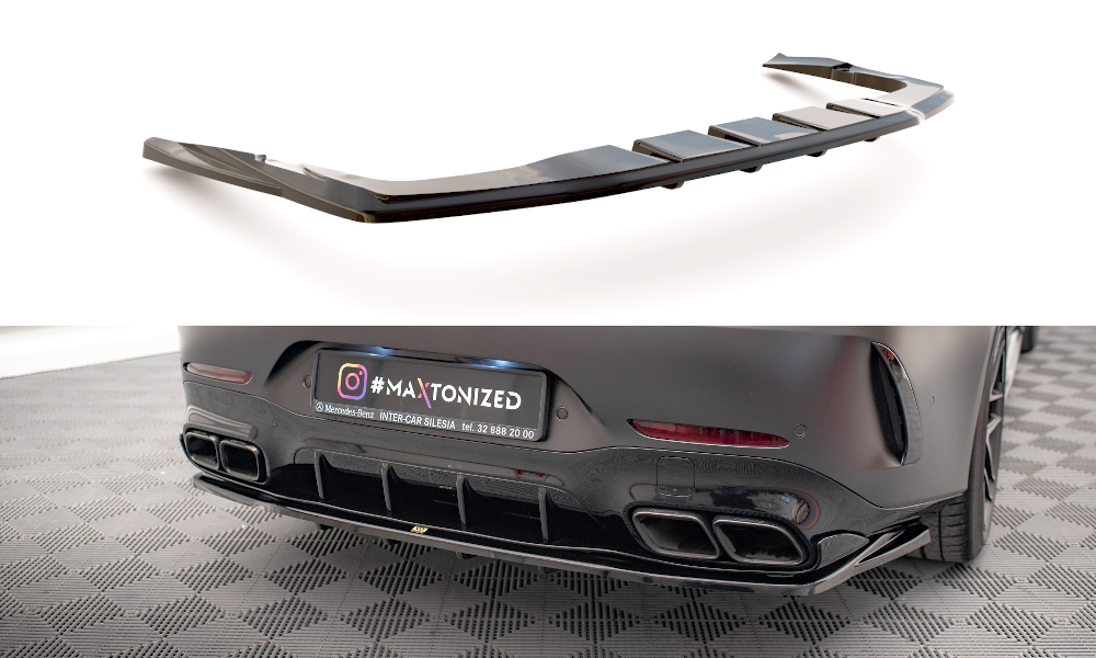 Maxton Design - Central Rear Splitter (with Vertical Bars) Mercedes ...