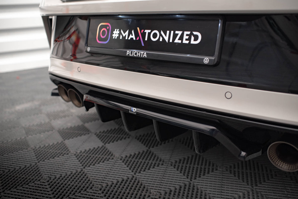 Maxton Design - Central Rear Splitter (with Vertical Bars) Volkswagen T ...