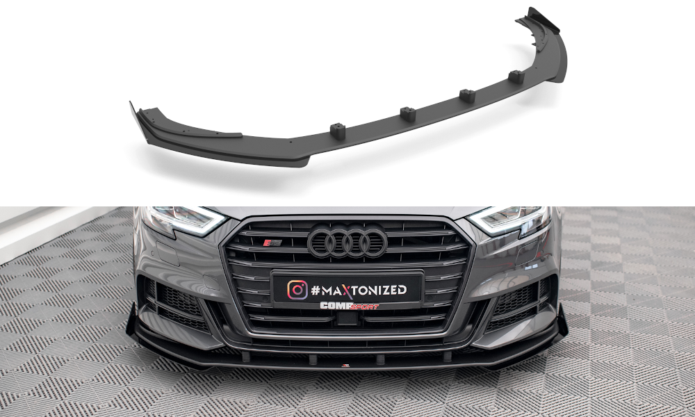 Maxton Design - Street Pro Front Splitter V.1 + Flaps Audi S3 & A3 S-Line Sportback 8V Facelift ...