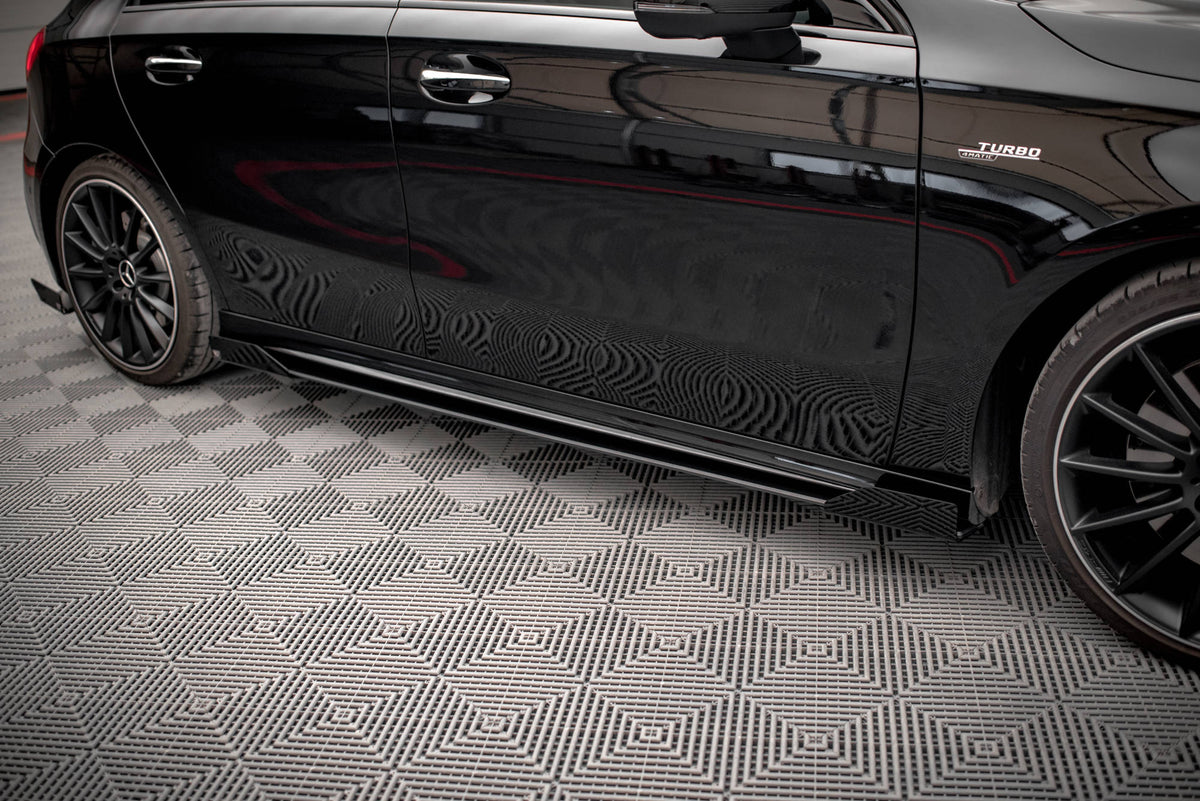 Maxton Design - Street Pro Side Skirts Diffusers + Flaps Mercedes A35 ...