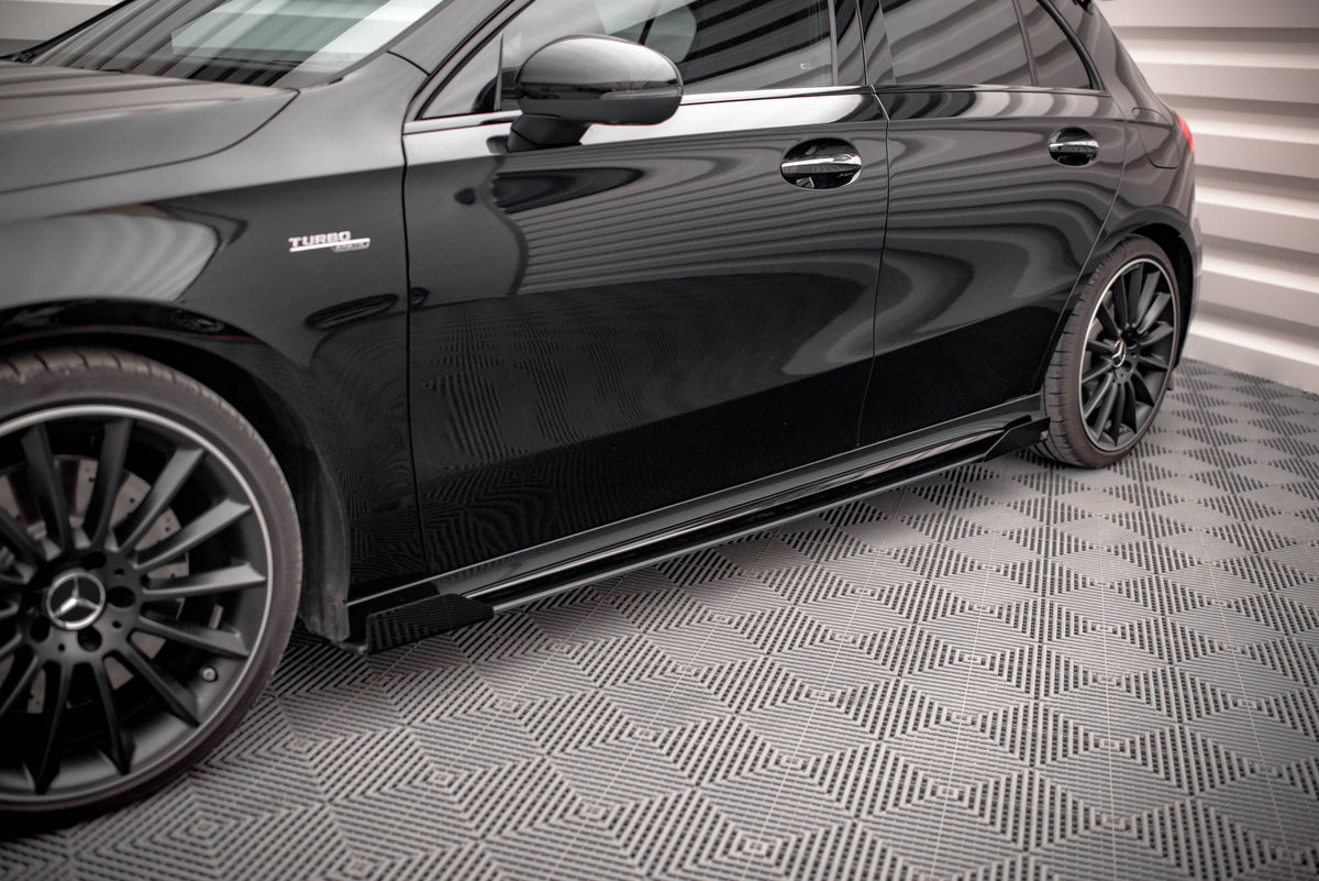 Maxton Design - Street Pro Side Skirts Diffusers + Flaps Mercedes A35 ...
